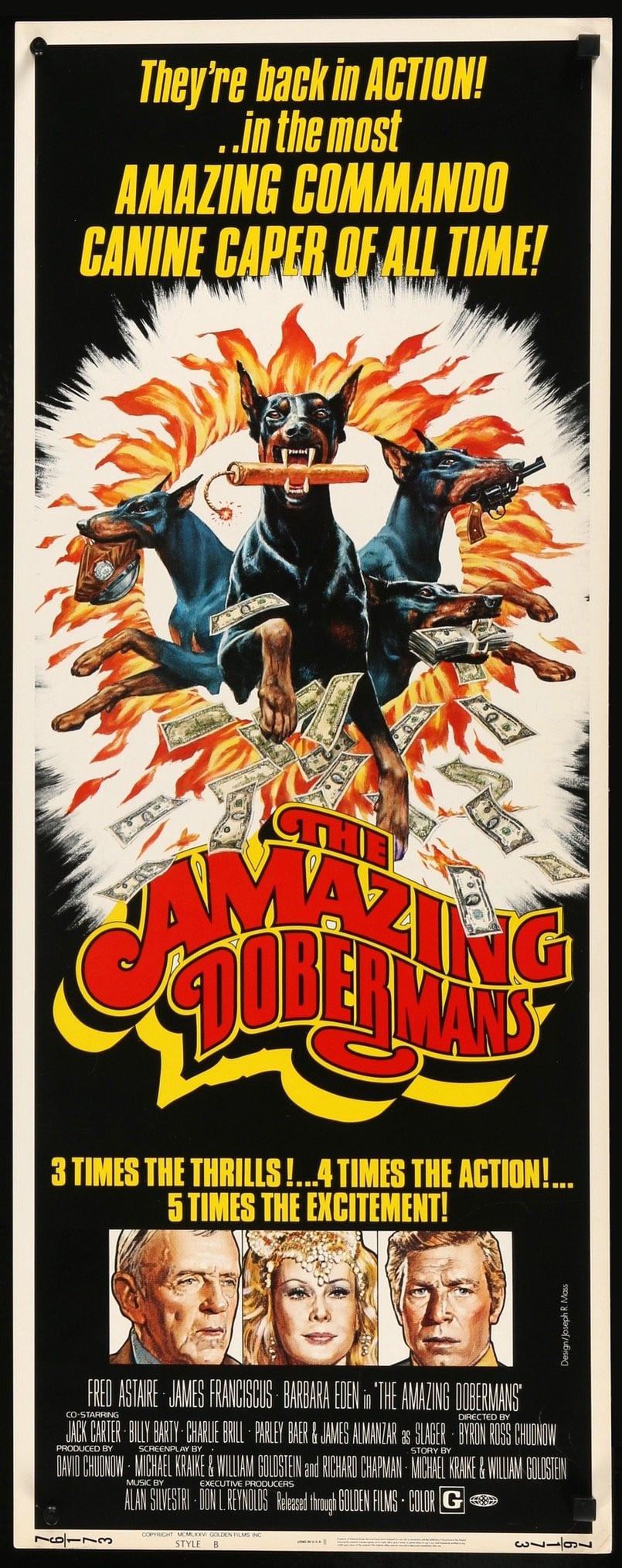 The Amazing Dobermans (1976) Original Insert Movie Poster - Original Film Art - Vintage Movie ...