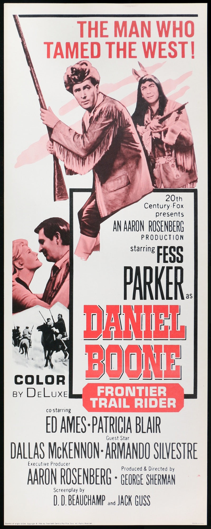 Daniel Boone Frontier Trail Rider (1966) Original Insert Movie Poster ...