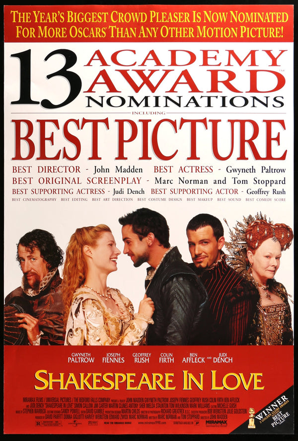 Shakespeare in Love (1998) Original One-Sheet Movie Poster - Original ...