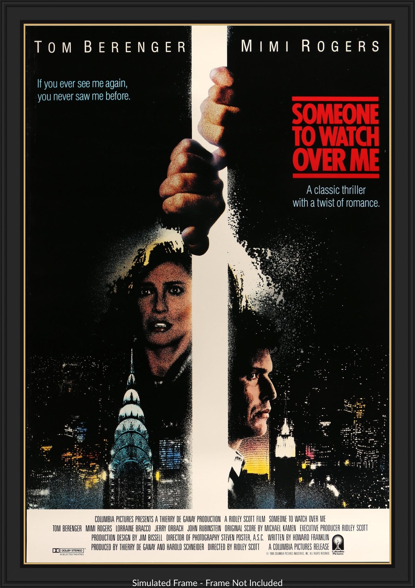 Someone to Watch Over Me (1987) Original One-Sheet Movie Poster ...