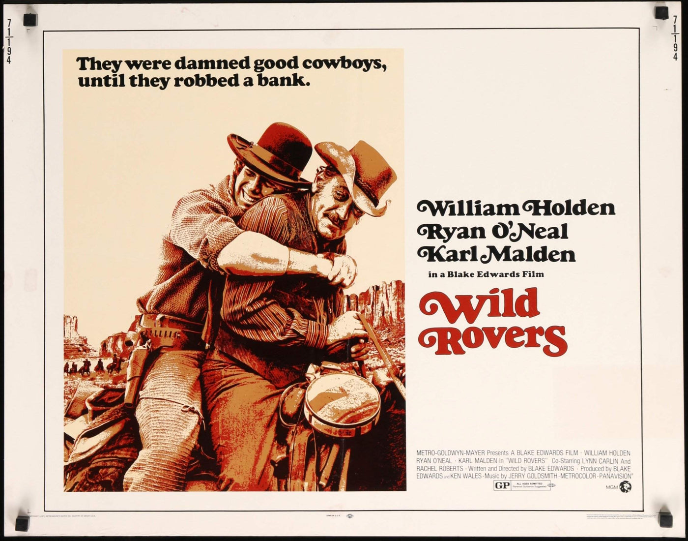 Wild Rovers (1971) Póster original de la película de media hoja ...