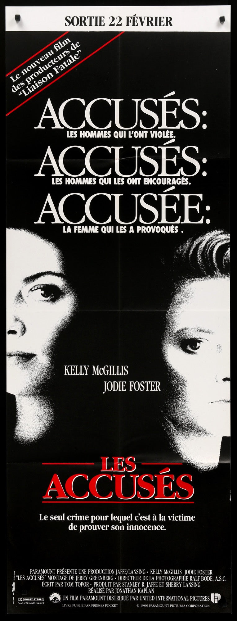 The Accused (1988) Original French Door Panel Movie Poster - Original Film Art - Vintage Movie ...