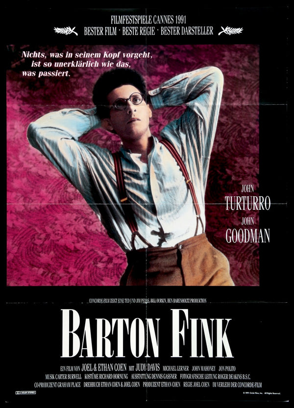 Barton Fink (1991) Original German A1 Movie Poster - Original Film Art - Vintage Movie Posters