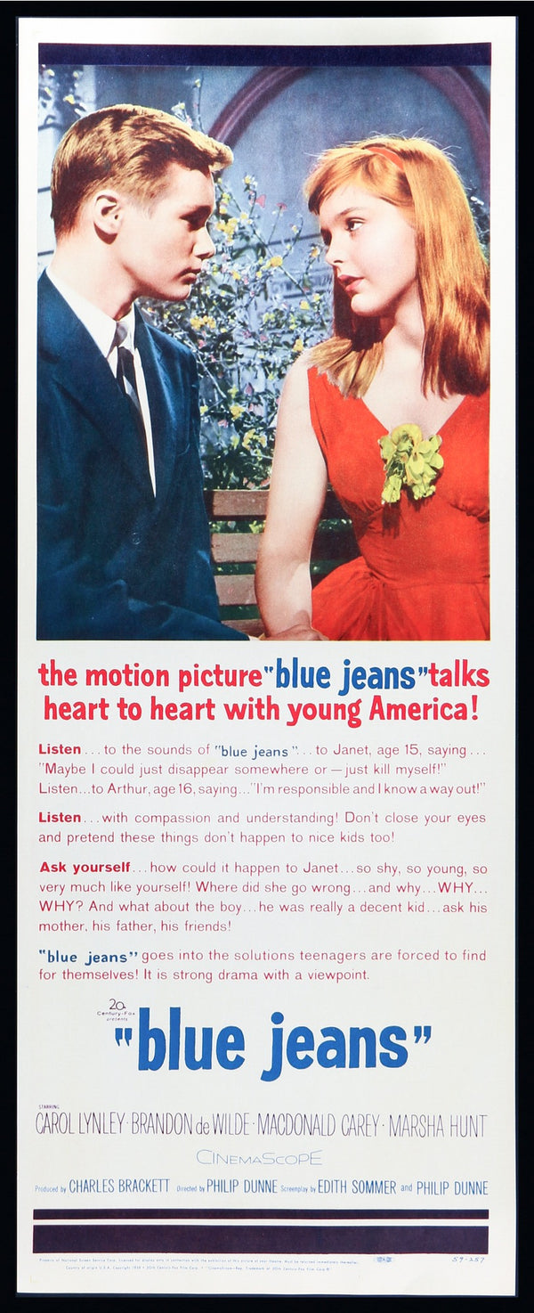 Blue Denim (1959) Original Insert Movie Poster - Original Film Art ...