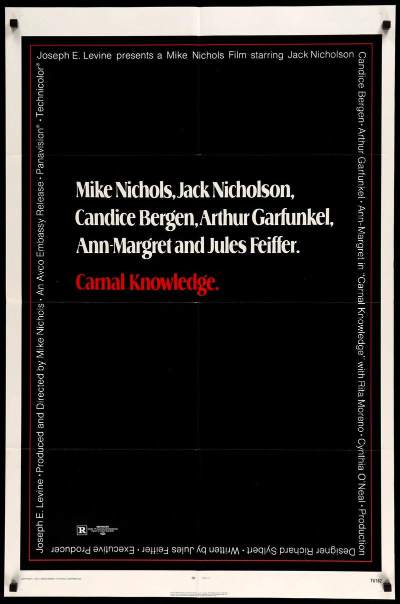 Carnal Knowledge (1971) Original One-Sheet Movie Poster - Original Film ...