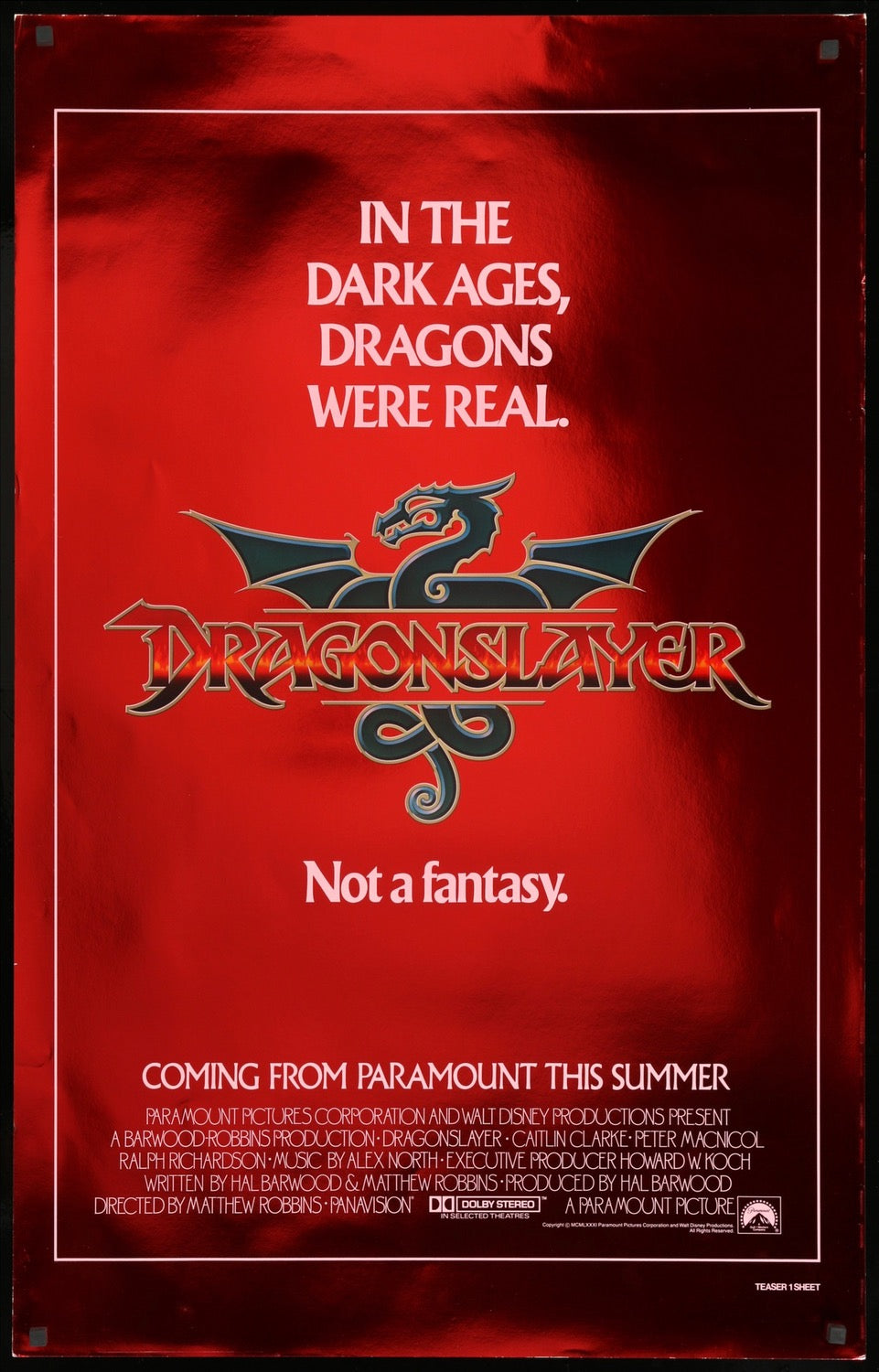 Dragonslayer (1981) Original One-Sheet Movie Poster - Original Film Art - Vintage Movie Posters