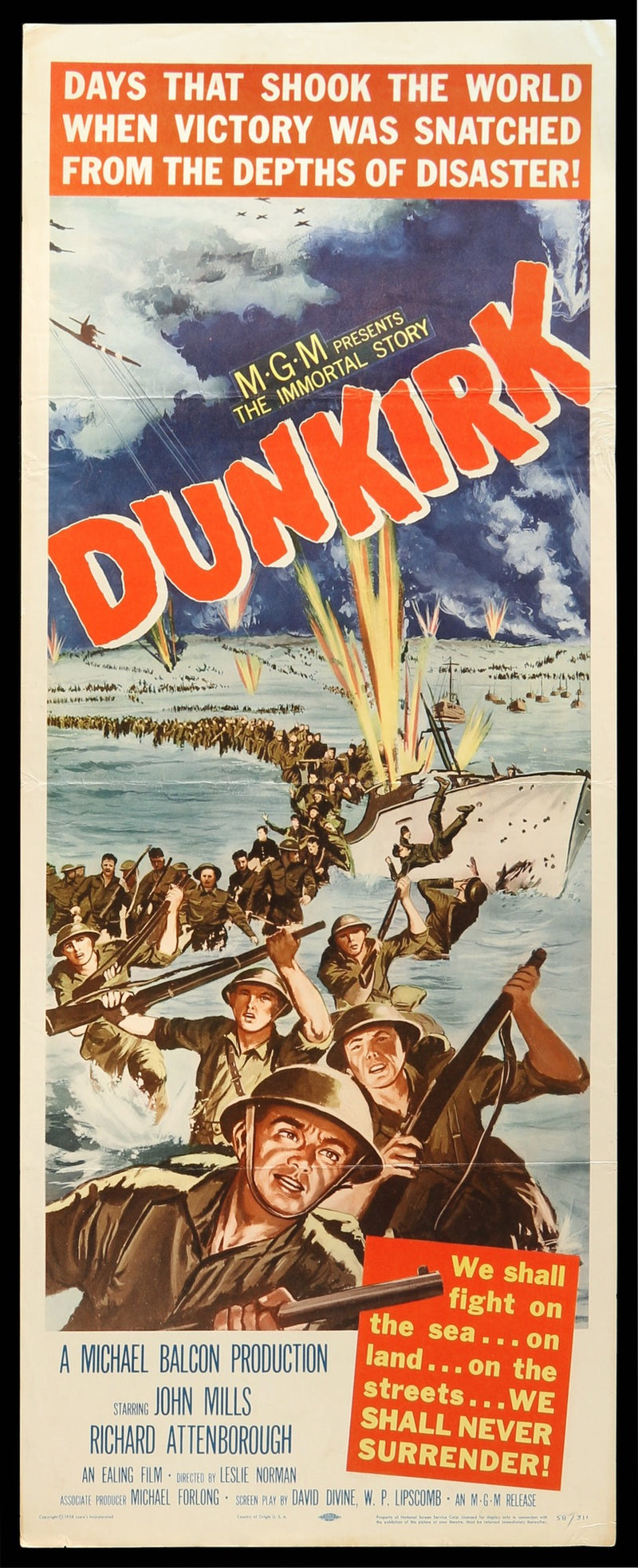 Dunkirk (1958) Original Insert Movie Poster - Original Film Art ...