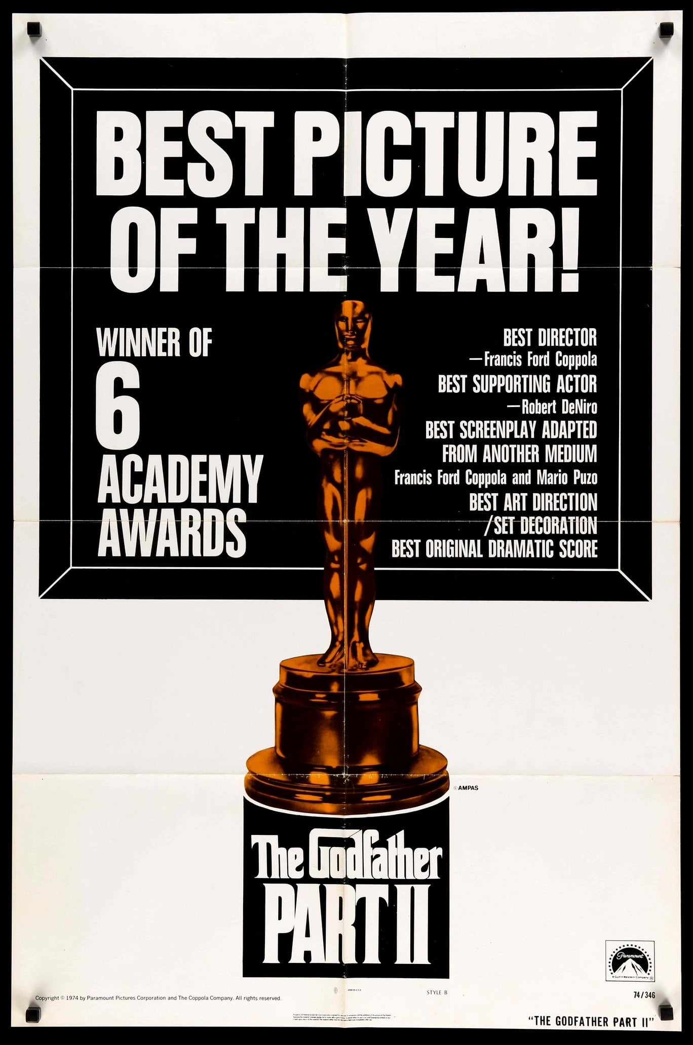 Godfather Part II (1974) One-Sheet Movie Poster - Original Film Art ...