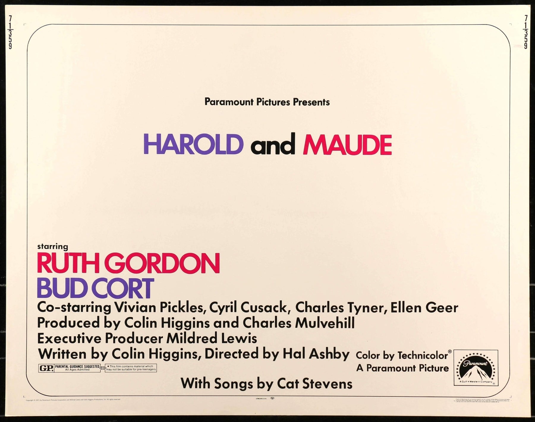 Harold and Maude (1971) Original Half-Sheet Movie Poster - 22" x 28 ...