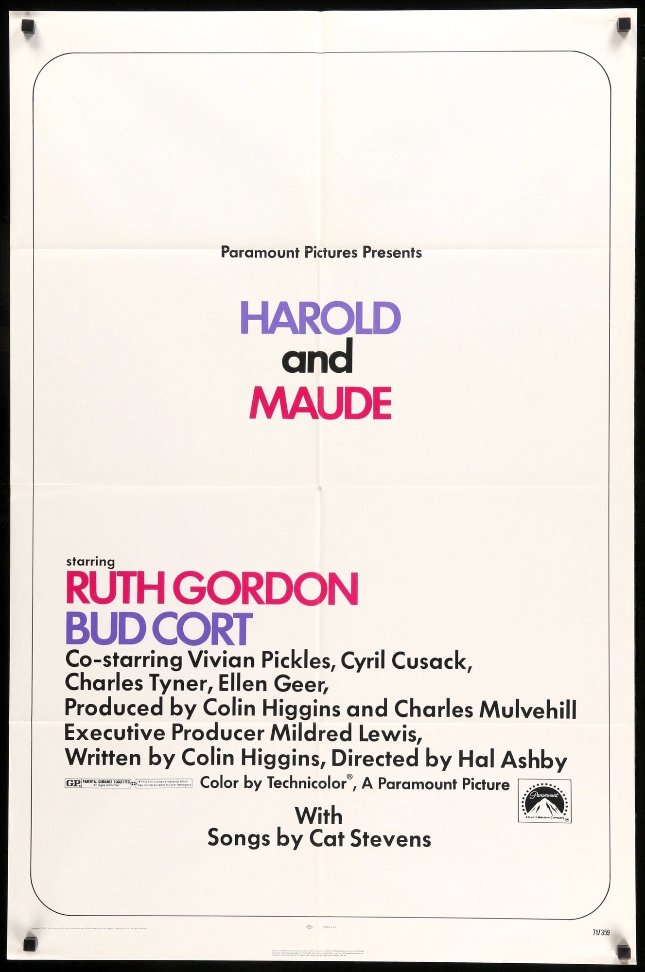 Harold and Maude (1971) 原创单张电影海报 - Original Film Art - Vintage Movie ...