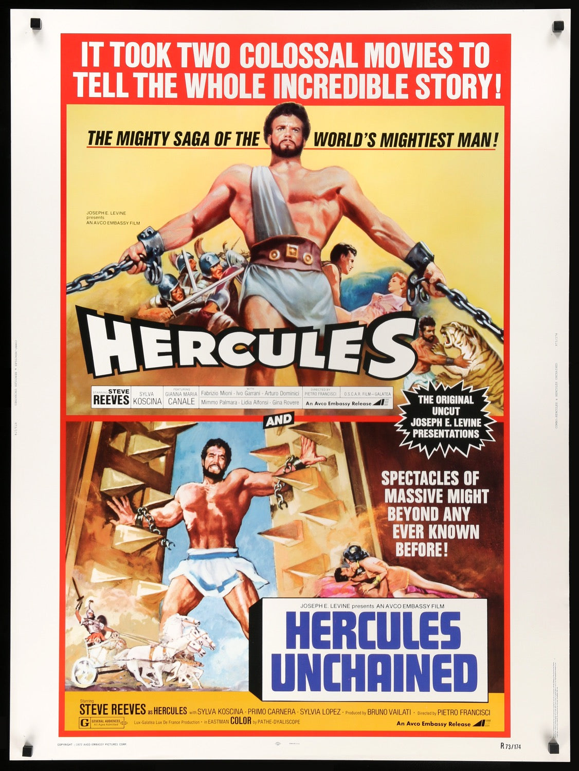 Hercules / Hercules Unchained (1959) Thirty by Forty Movie Poster ...