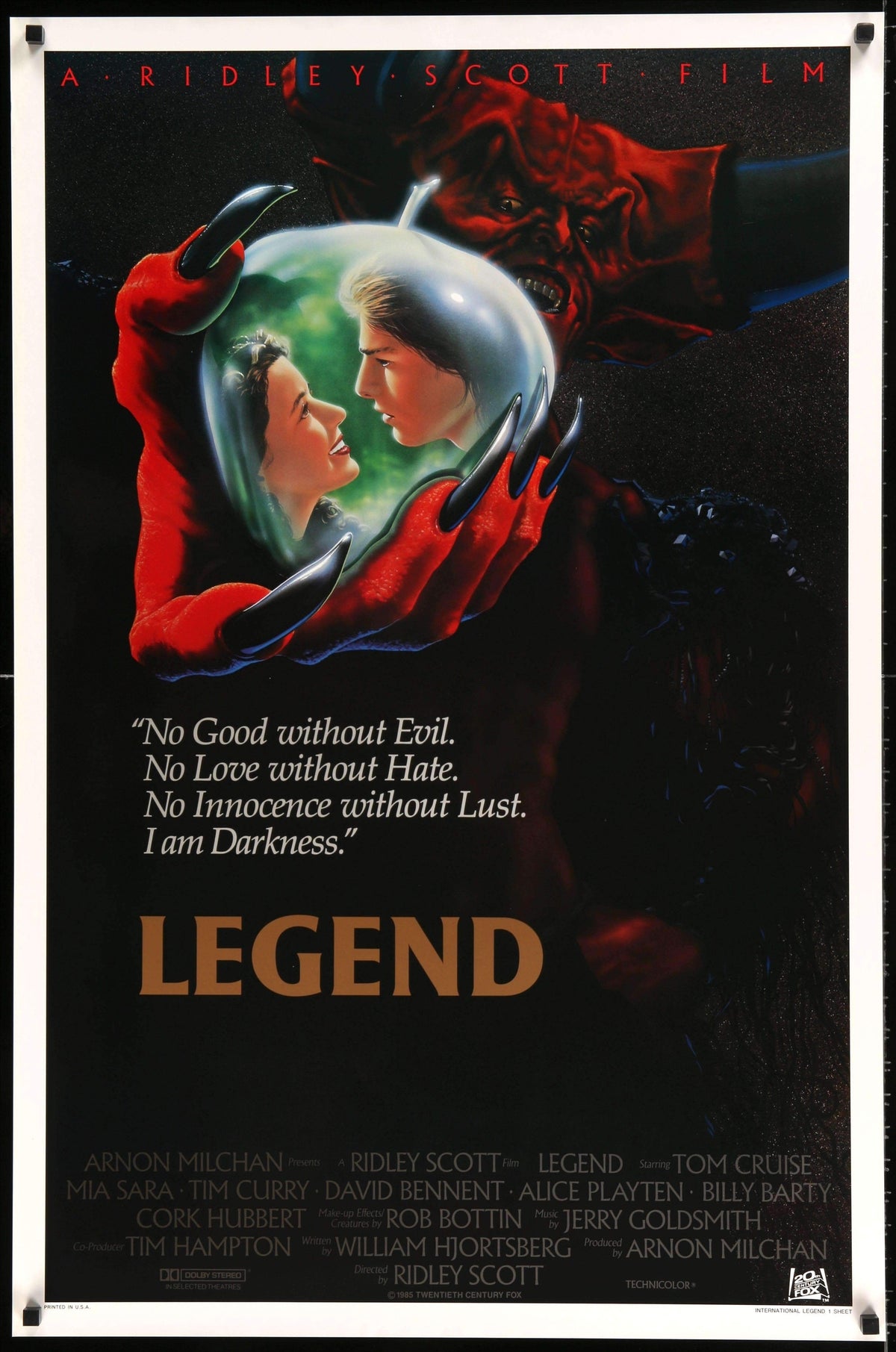 Legend (1985) Original One-Sheet Movie Poster - 27" x 41" - Original ...