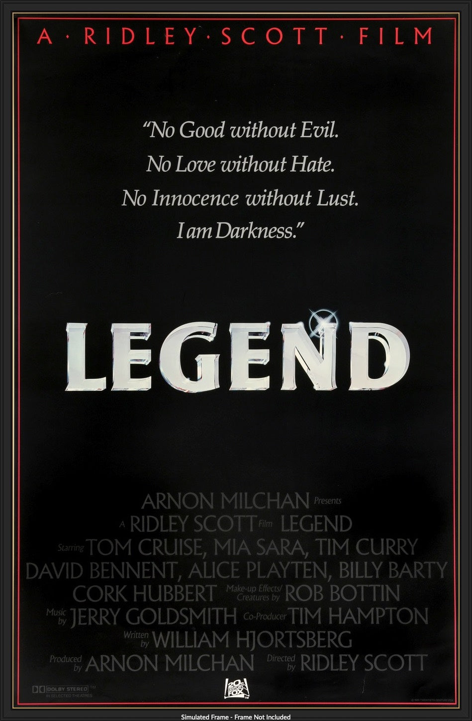 Legend (1985) Original Teaser One-Sheet Movie Poster - Original Film ...