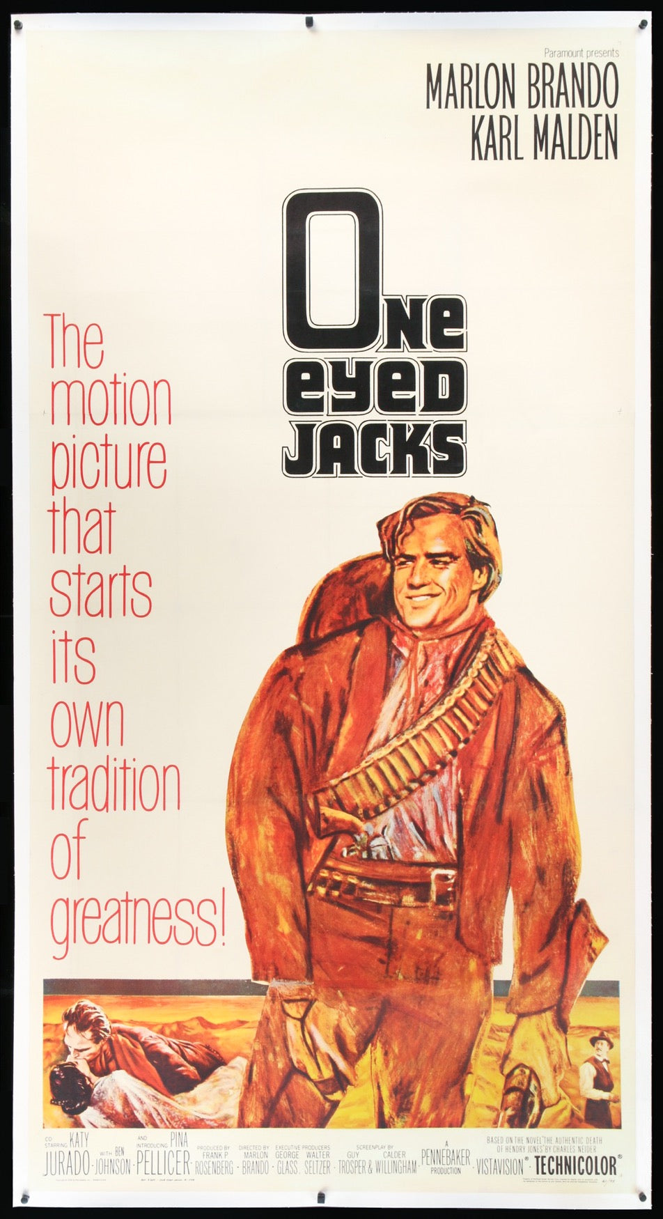 One Eyed Jacks (1961) Póster original de la película de tres hojas ...
