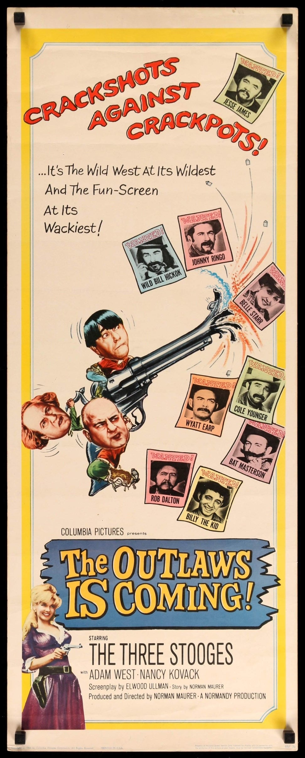 The Outlaws Is Coming (1965) Original Insert Movie Poster - 14" x 36 ...