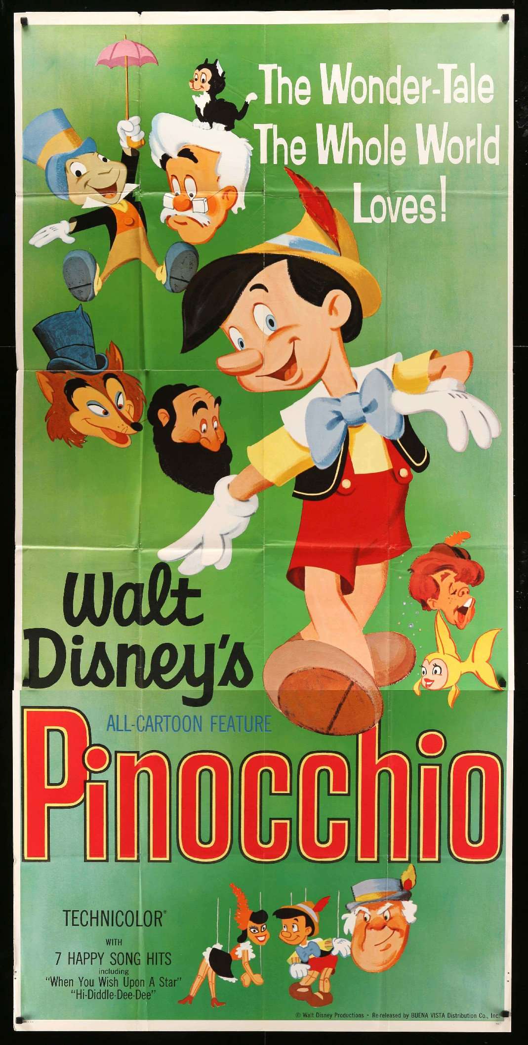 Pinocchio (1940) Original R62 Three-Sheet Movie Poster - Original Film ...