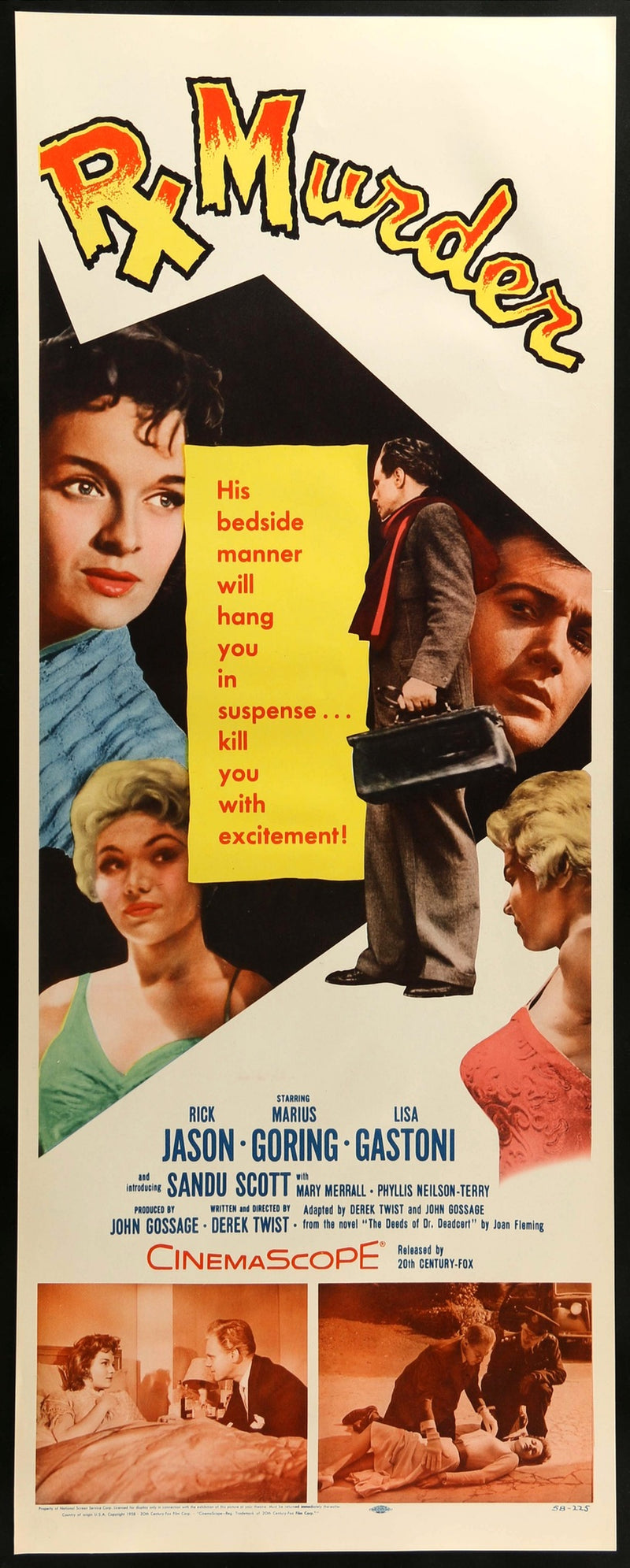 Rx for Murder (1958) Original Insert Movie Poster - Original Film Art - Vintage Movie Posters