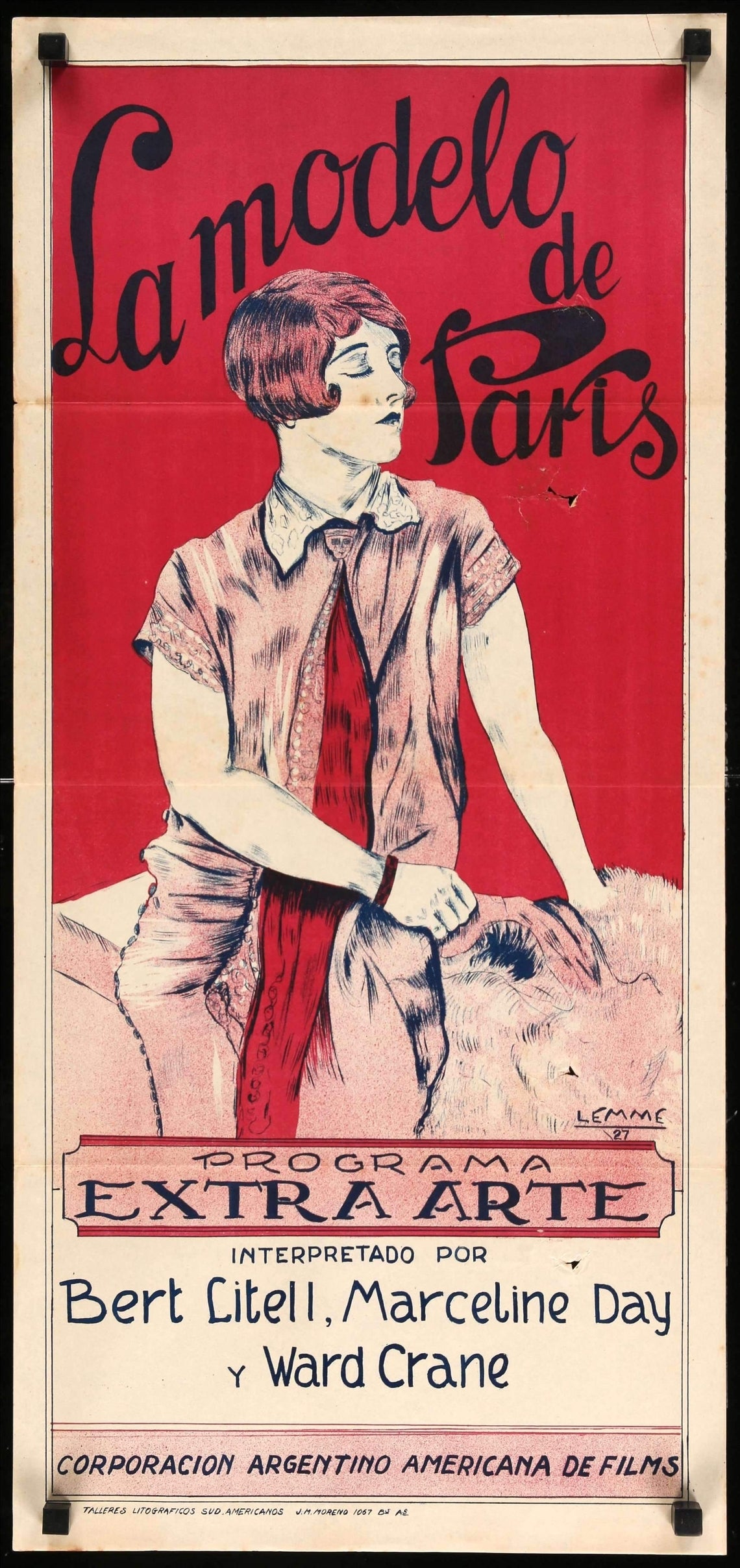 That Model from Paris (1926) Original Argentine Movie Poster 14" x 29 ...