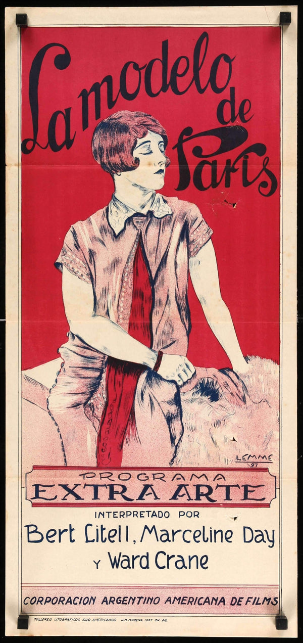 That Model from Paris (1926) Original Argentine Movie Poster 14" x 29 ...