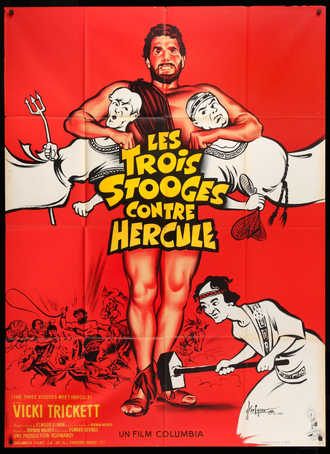 The Three Stooges Meet Hercules (1962) Original French Movie Poster ...