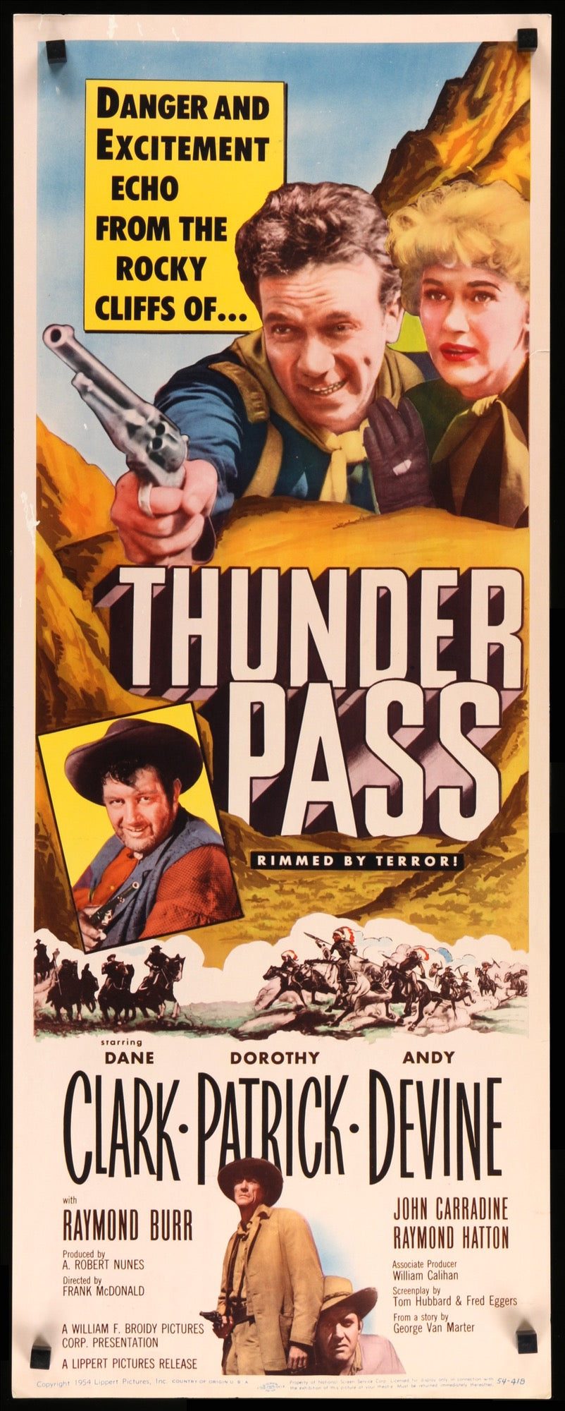 Thunder Pass (1954) Original Insert Movie Poster - Original Film Art - Vintage Movie Posters