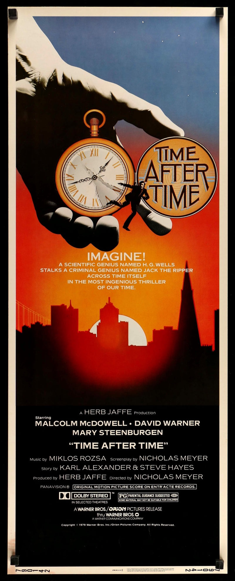Time After Time (1979) Original Insert Movie Poster - Original Film Art ...