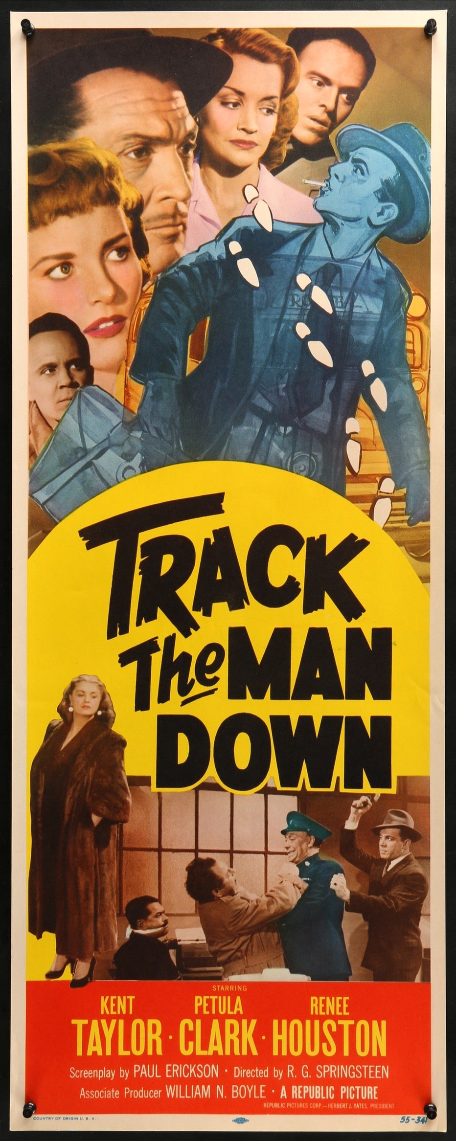 Track the Man Down (1955) Original Insert Movie Poster - Original Film ...