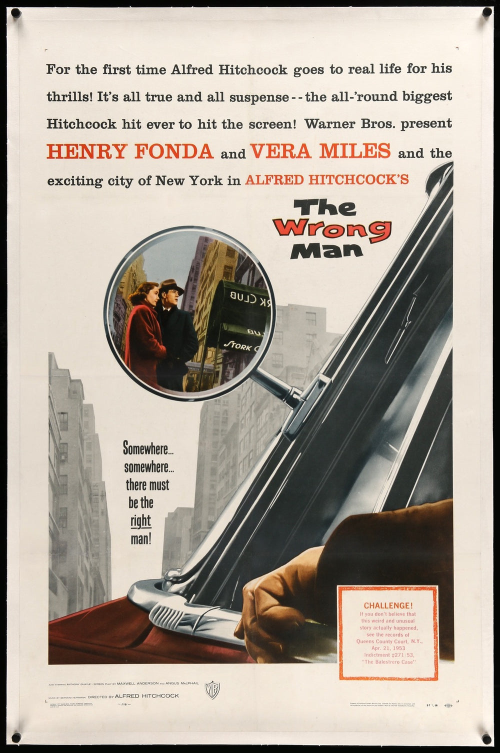The Wrong Man (1956) Original Linen-Backed One-Sheet Movie Poster ...