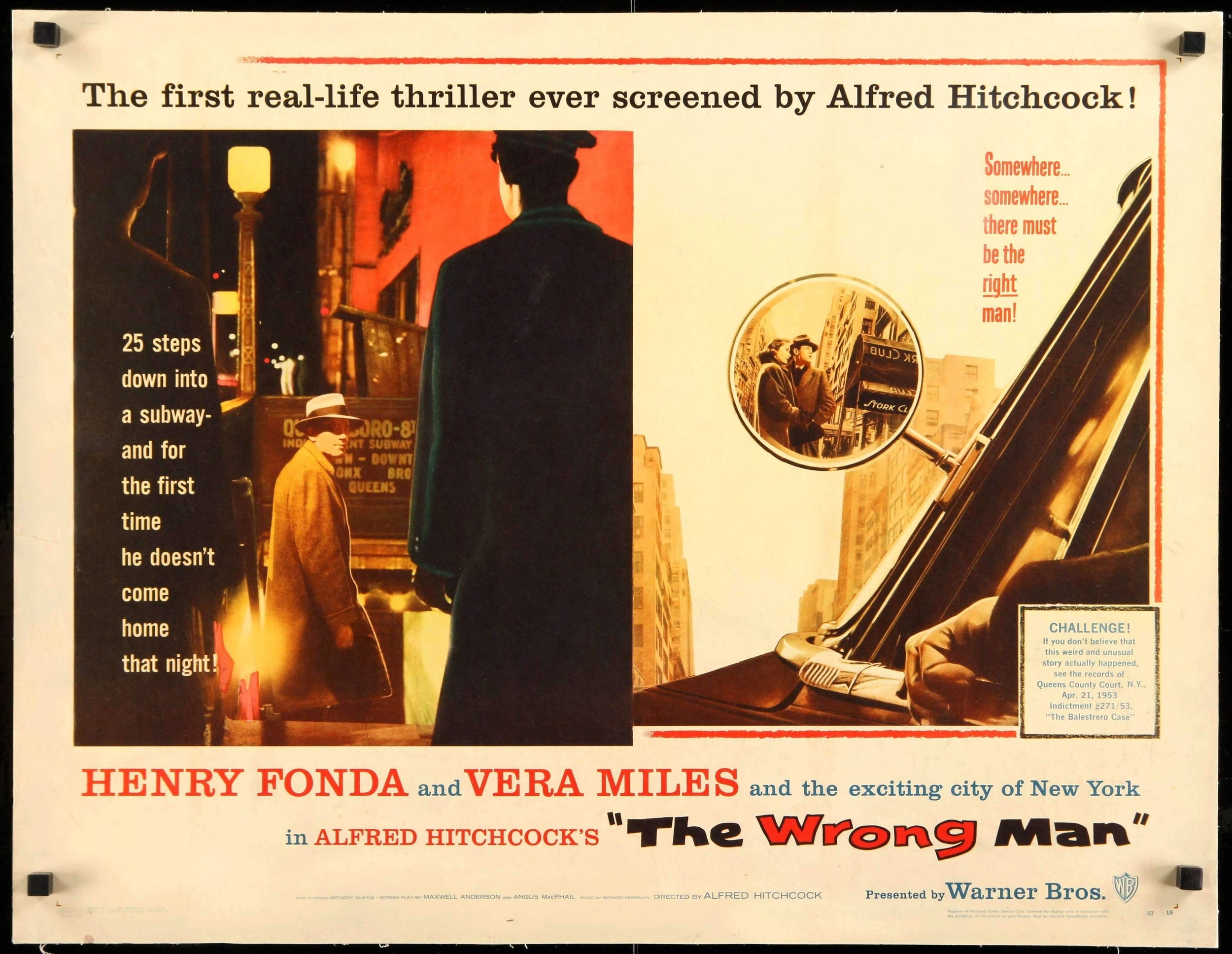 The Wrong Man (1956) Original Half-Sheet Movie Poster - Original Film ...